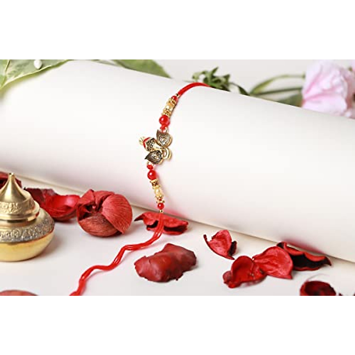 spelerio Rakhi for Brother Bhai Men Small Bro Rakshabandhan Thread Ganesha Rakhis for Raksha Bandhan Pack of 2 - AE82