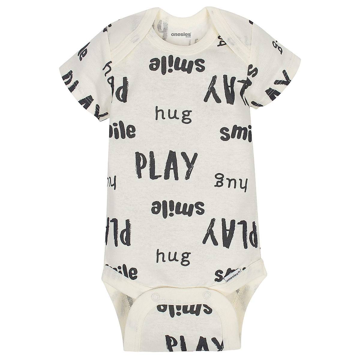 Onesies Brand Unisex Baby 8-Pack Short Sleeve Mix & Match Bodysuits, Play Smile & Hug Neutrals, 3-6 Months