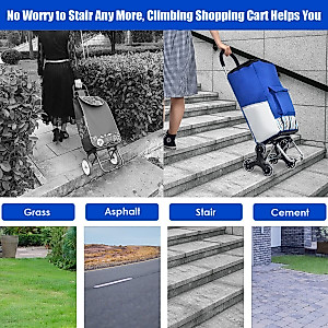 Folding Shopping Cart Stair Climbing Dolly w/Bag & Bungee Cord