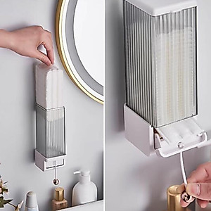 Quincry Automatic cotton pad holder,Press Out Square cotton pad dispenser,Wall Hanging Use and Pick Up, Cosmetic Makeup Cotton Pads Organizer,Closed Design Dustproof Hygiene (White)