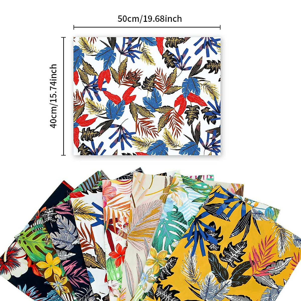Hawaiian Tropical Fabric 8 Pieces Summer Floral Leaf Pattern Printed Fabric, 15.7 x 19.7 Inch Jungle Palm Hawaii Quilting Patchwork Holiday Fabric Bundles for DIY Crafts Sewing Decor Making Supplies