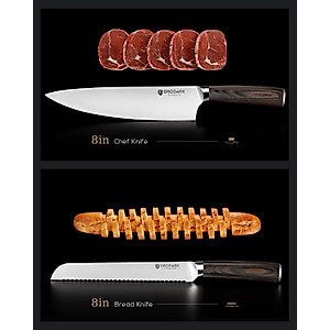 BRODARK Chef Knife Set Professional 4-Pieces kitchen knife, Ultra Sharp German Stainless Steel Knife with Kitchen Shears, Ergonomic Handle Full Tang Forged Gift with Premium Box