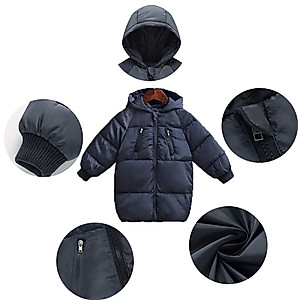 LANBAOSI Baby Boys Girls Winter Coat Toddler Kids Warm Hooded Jacket Outerwear Black