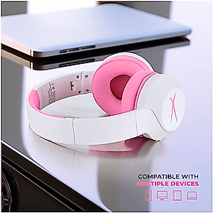 Altec Lansing Kid Safe Noise Cancelling Wireless Headphones 15H Battery, 85dB Volume Limit, Foldable Design Powerful Sound, Active Noise Cancellation Perfect for Kids Ages 7+ (Whiteout Pop Pink)