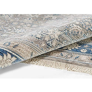 Momeni Izmir Polyester Traditional Indoor Area Rug, Blue, 8' X 10' (IZMIRIZ-03BLU80A0)
