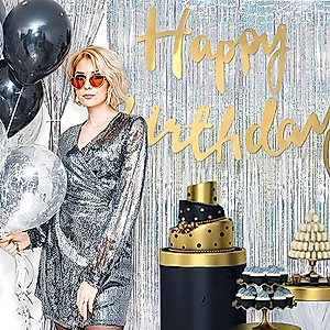 MALANKU 2 Pack Silver Tinsel Curtain Backdrop Party Decorations - 3.3 x 8.2ft Foil Fringe Curtain Streamers Backdrop for Birthday Christmas Graduation Bachelorette Frozen Disco Prom Party Decorations