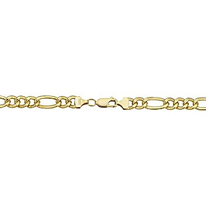 Kooljewelry 14k Yellow Gold Filled Solid Figaro Link Chain Necklace (7.8 mm, 24 inch)
