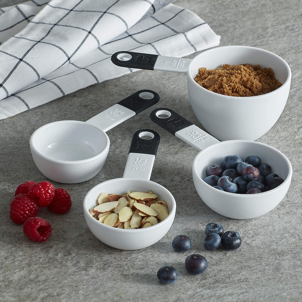 KitchenAid KE058OHWHA Classic Measuring Cups, Set of 4, White/Black