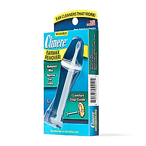 Clinere Ear Cleaner Earwax Remover Reusable Tool with Comfort Guide, Narrow Ear Scoop for Safely & Gently Cleaning Ear Canal at Home, Earwax Removal Cleaning Tool, Itchy Ears, Ear Wax Buildup, 1ct