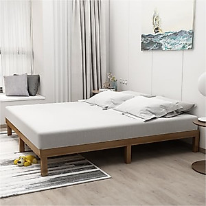 Anwick Queen Size Wood Platform Bed Frame, Classic 12 Inch High Wooden Bed with 8 Oak Legs and 6 Metal Legs,No Box Spring Needed,Easy Assembly (Queen)