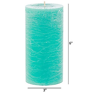 Unscented 3x6 Tall Pillar Candles – Set of 3 Hand Poured Turquoise Wax Candles | Smokeless, Clean Burning Décor for Home, Weddings, Church, Events | Sea Breeze Blue