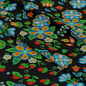 Tucson Beaded Strawberry Black, Fabric by the Yard