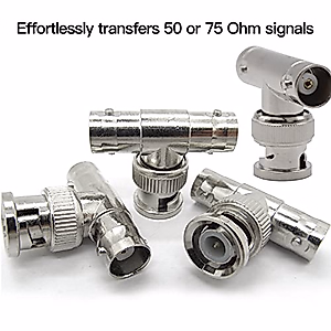 VFLTOOL 14 Pcs BNC Male to Double Female Adapter, T-Shaped Splitter for Coaxial Cable Extension, Nickel Plated Brass