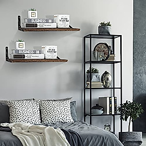 Hoteam 4 Sets of Wide Rustic Floating Shelves Wall Mounted 16.5 x 12 x 4.7 Inches Deep Large Floating Shelves with Large Capacity for Kitchen Living Room Bathroom Bedroom