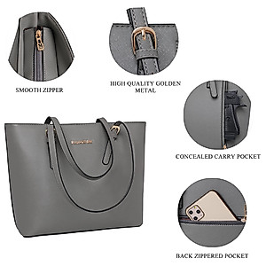 2 Pcs Tote Handbag Set Purse for Women Large Fashion Satchel Shoulder Bag MWC2-H030GY