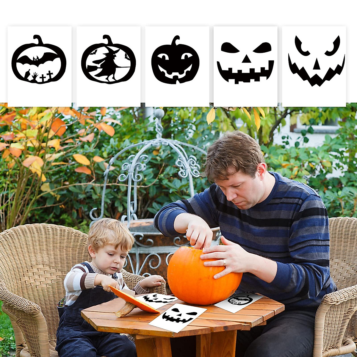 Yatashing Pumpkin Carving Kit Tools 12Pcs DIY Jack-O'-Lantern Professional Sturdy Stainless Steel Supplies Carving Stencils Zipper Bag for Adults & Kids and Halloween Decorations
