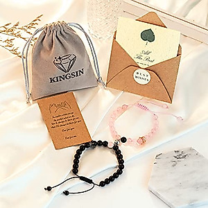 KINGSIN Long Distance Relationship Gifts Matching Couples Stuff Crown King Queen Bracelet Bracelet Couple Gift for Boyfriend Girlfriend Him Her Husband Wife Friendship