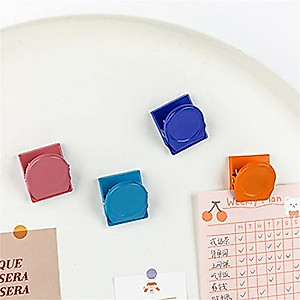 InfantLY Bright 4pcsMagnetic Metal Clip Candy Color Memo Clip for Student Information Office Bill Storage Clip Refrigerator Message Magnet Clip