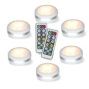 Puck Lights with Remote, Starxing Wireless Led Puck Lights Battery Operated, Led Puck Lights with Remote Control, Led Under Cabinet Lighting, Dimmable Closet Light Battery Powered (Natural White 6PK)