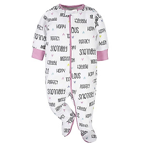 Onesies Brand Baby Girls' 4-Pack Sleep 'N Play Footies Multi Pack, Pink Unicorns, 0-3 Months