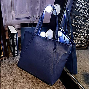 Large Work Tote Bag Handbag Women Bags High Messenger Satchel Shoulder Solid Leather Tassels for (Dark Blue, One Size)