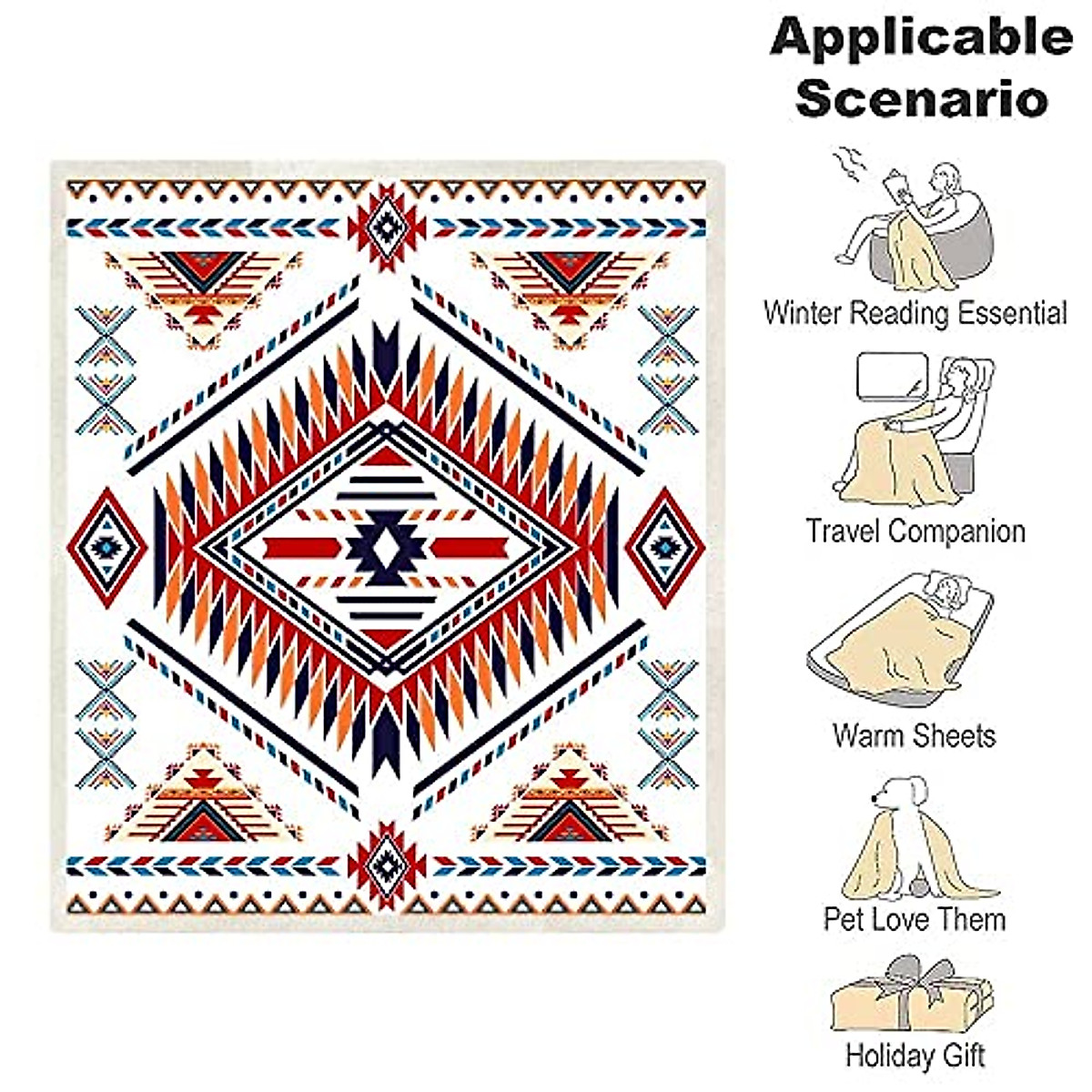 Juirnost Native American Blanket Aztec Blanket Mexican Blanket Western Throw Blankets Indian Blankets Navajo Blanket Southwestern Throw Blanket Beige Tribal Boheiman Blanket Ethnic Geometric Blanket