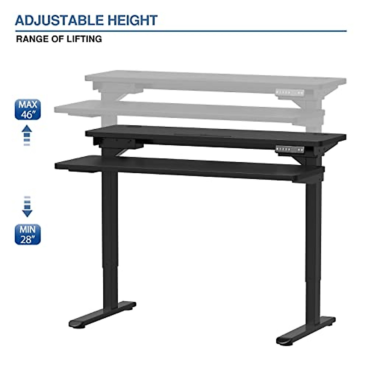 AIMEZO Dual Motor Split Top Desk Height Adjustable Standing Desk Electric Stand Up Desk with Table Top (Black Top+Black Frame)