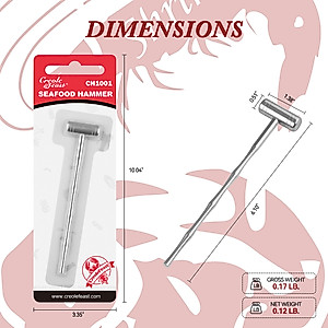 Creole Feast CH1001 Stainless Steel Crab or Lobster Mallet, 6-Inch Seafood Hammer, Solid Seafood Shellfish Cracker Tool, Silver