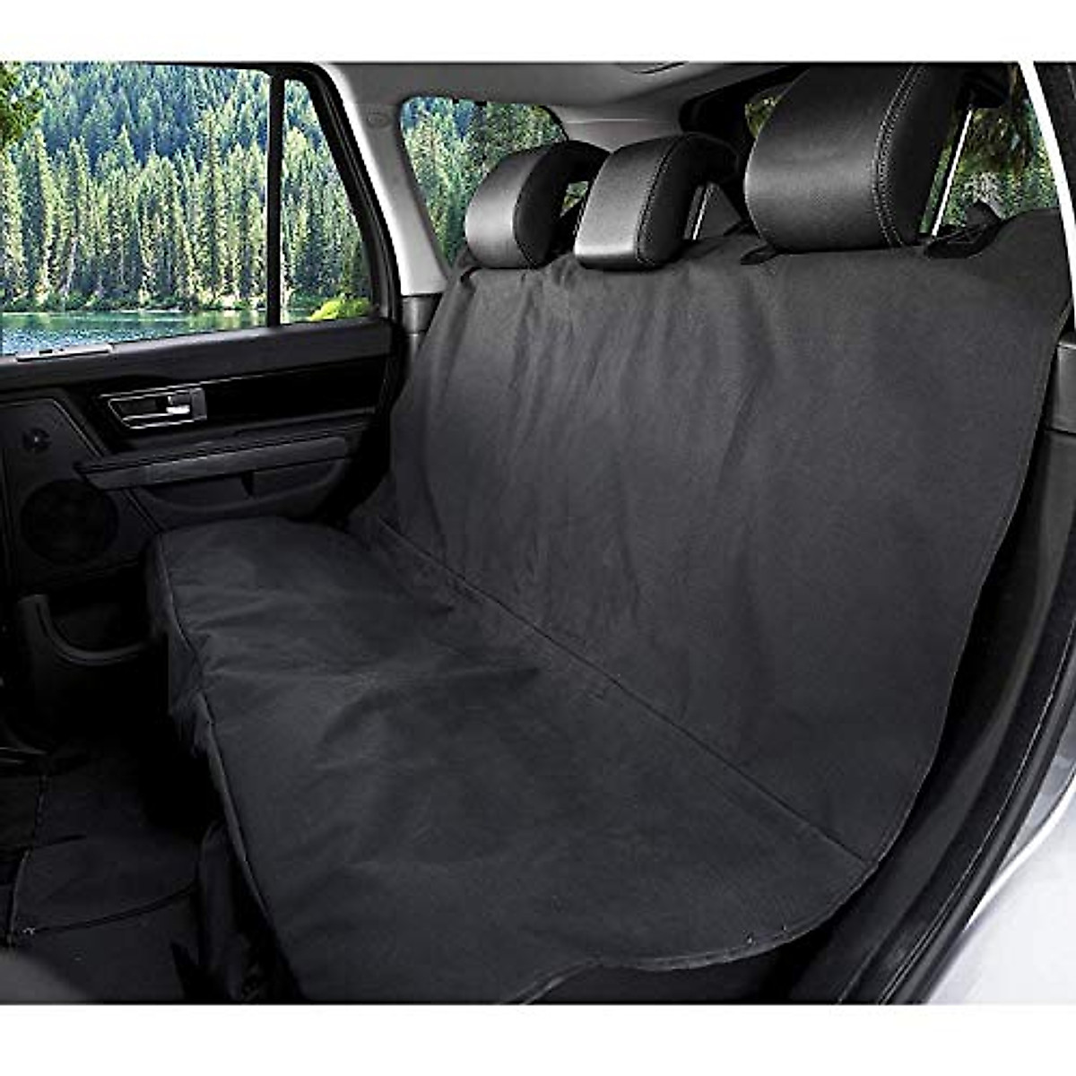 BarksBar Original Pet Seat Cover for Cars - Black, WaterProof & Hammock Convertible (Standard, Black)