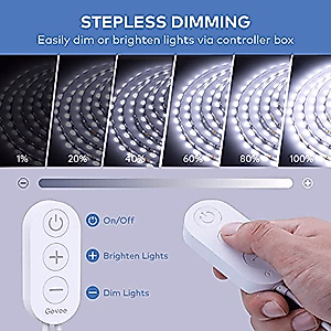 Govee White LED Strip Lights, Upgraded 16.4ft Dimmable LED Light Strip 6500K Bright Daylight White, Strong Adhesive, 300 LEDs Flexible Tape Lights for Vantiy Mirror, Kitchen Cabinet, Bedroom