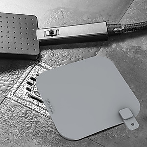 Tub Stopper Silicone Floor Drain Anti-Odor Mat, 5.9 inch Drain Plug Hair Stopper Flat, Bathtub Stoppers Flat Bathtub Drain Cover, Bathroom Accessories, Sink Cover- 2 Pack, Gray