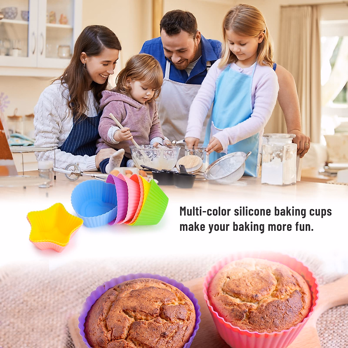 Silicone Cupcake Liners Silicone Muffin Cups for Baking Reusable Baking Cups Muffin Liners Silicone Cupcake Baking Cups for Bento Box, 24pcs