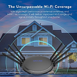 WAVLINK AC3000 Smart Wi-Fi Router for Home,MU-MIMO Tri-Band Wireless Interent Gigabit Router,High Speed WiFi Range Extender with Touchlink,4K Streaming/Gaming（Ethernet Ports,Guest WiFi, QoS）