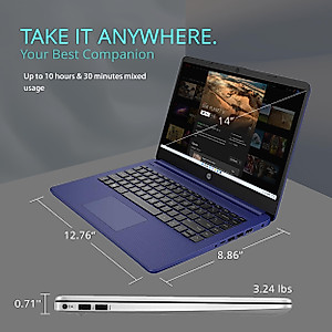 HP 14” HD Touchscreen Laptop, AMD Ryzen 7-5700U, 32GB RAM, 1TB PCIe SSD, AMD Radeon Graphics, HD Webcam, WI-FI 6, Bluetooth, HDMI, Blue, Windows 11, 32GB USB Card