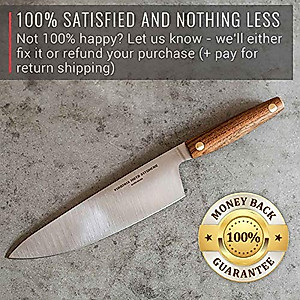 8 Inch Chef Knife - Made in USA - 420 High Carbon German Steel - Professional Sharp Knife made with American Black Walnut Wood Handle