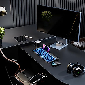 Wireless Keyboard and Mouse, Rechargeable, Adjustable 7 Color Backlight, Ergonomic, Quiet, with Phone Holder, 2.4G Stable Connection Slim Mac Keyboard and Mouse