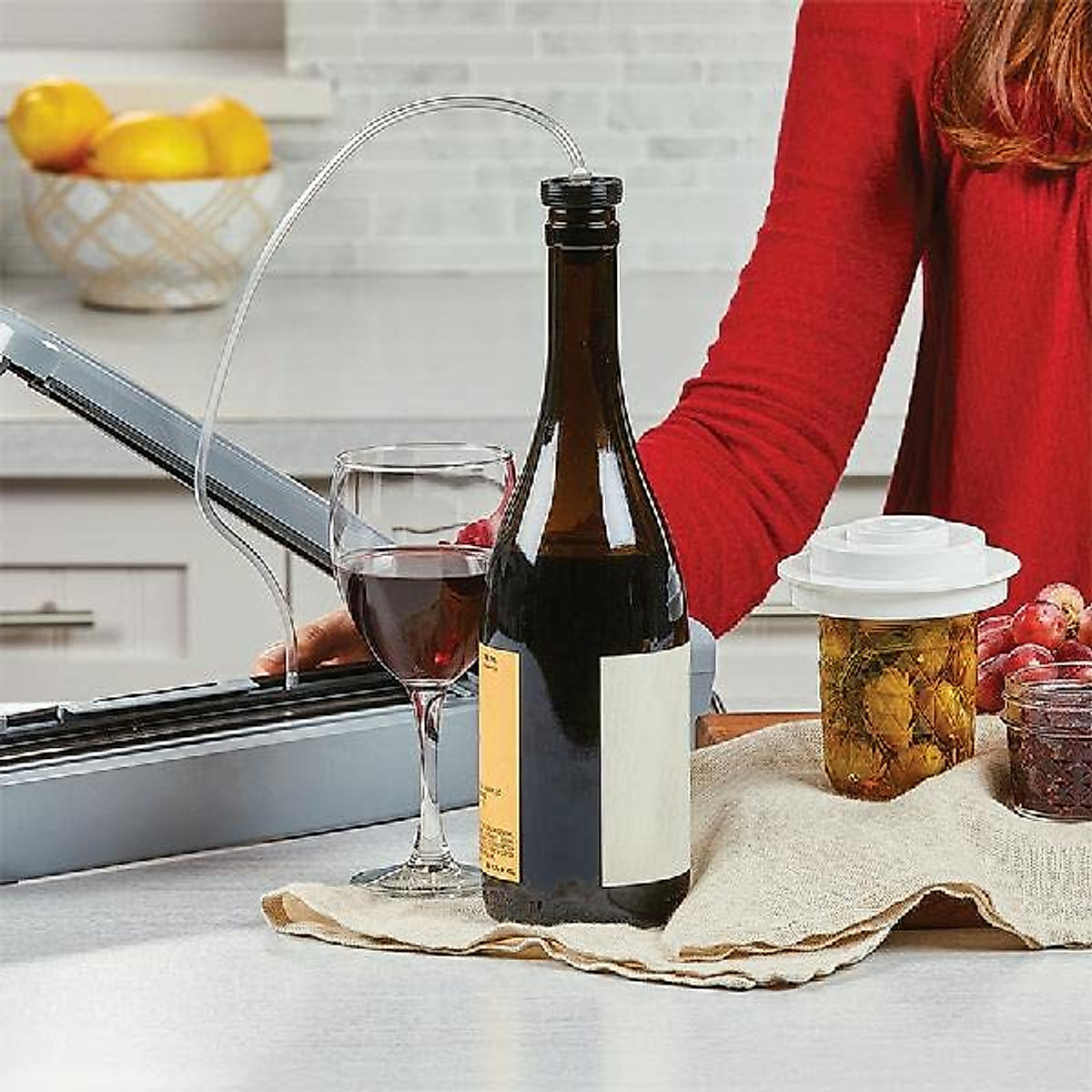 PowerXL Duo NutriSealer Food Vacuum Sealer Machine with Vacuum Seal Bags & Rolls, Double Airtight Sealing with Built-in Cutter, Small Snack Bag Capability, LED Indicator Lights (Slate Deluxe)