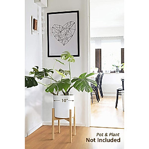 Mkono Plant Stand Mid Century Wood Flower Pot Holder (Plant Pot NOT Included) Modern Potted Stand Indoor Display Rack Rustic Decor, Up to 10 Inch Planter, Natural