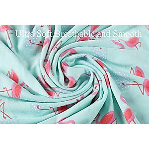 Tontukatu Bassinet Sheet Set 3 Pack Jersey Knit Ultra Soft Flexible Breathable Baby Girl Boy Fit for Halo, MiClassic, Chicco Lullago Mattress and More Flamingo Elephant Horse Lt Green Pink