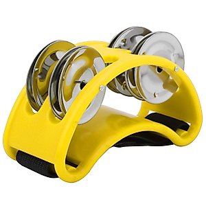 Foot Tambourine with Double Row for Cajon Box Drum Companion Accessory(Yellow)