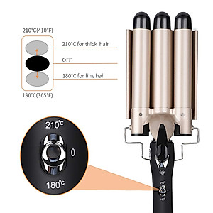 3 Barrel Curling Iron Hair Crimper, Zealite 1-inch Professional Hair Curling Wand with 2 Temperature Control, Crimper Hair Tool for Women or Girls