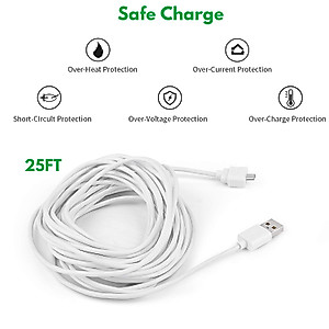 Zeshbit 25ft/7.5m Power Cable for Blink Mini Security Camera, Extension USB Cable Continuously Charging Your Blink Mini Indoor Plug-in Smart Camera (Plug and Camera are Not Included)