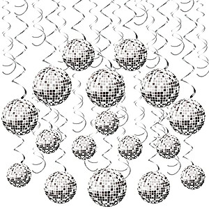 60 Pieces Disco Party Decorations 70s Disco Ball Hanging Swirls 70's Party Hibiscus Swirls Ceiling Decoration for Retro Disco Fever Party Boogie Party 1970s Birthday Party Hippie Party Favors Supplies