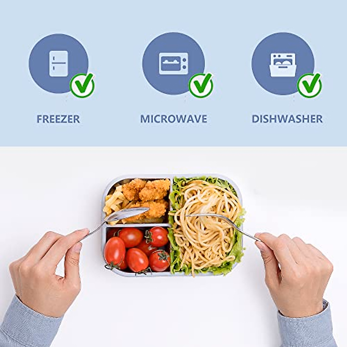 AirTaxiing Silicone Bento Box Lunch Box Microwave Freezer and Dishwasher Safe Food Container with Compartments BPA-Free Leak-Proof Drop-Proof Bento Box (Gray)