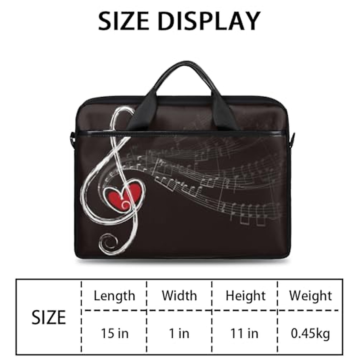 Music Notes Laptop Computer Bag Waterproof Shoulder Messenger Bag 13-15 inch Durable Laptop Tote Bag with Shoulder Strap Handle Lightweight Crossbody Briefcase