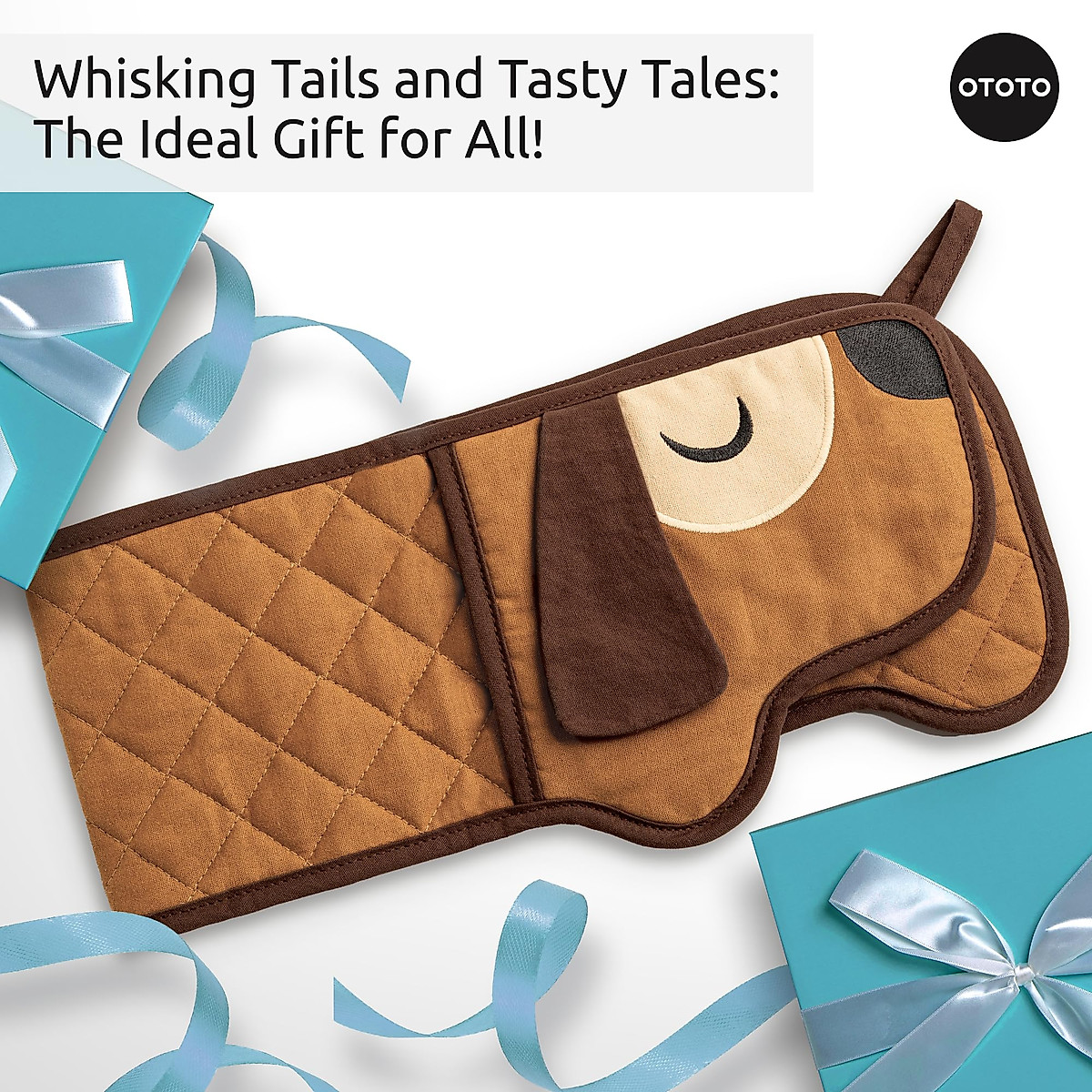 OTOTO Hot-Dog Oven Mitts Cute Funny Oven Mitts - Gifts for Dog Lovers, Dachshund Dog Themed Gifts, Double Oven Mitts Heat Resistant, Kitchen Gadgets (Brown)