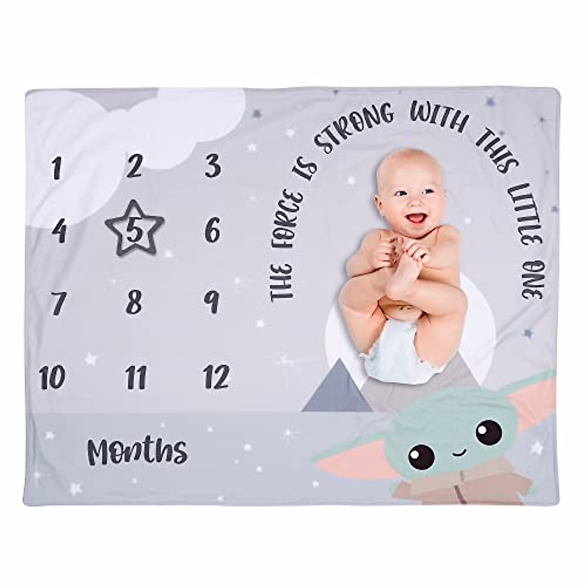 Lambs & Ivy Star Wars The Child/Grogu/Baby Yoda Fleece Milestone Blanket w/Star