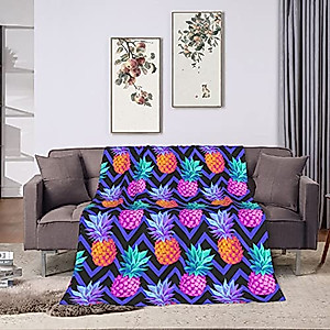 Pineapple Throw Blanket,Flannel Fleece Blankets for Boys Girls Women Men,Super Soft Cozy Warm Luxury Lightweight Bed Blanket for Sofa Couch Camping Travel All Season Use 50×60 Inches