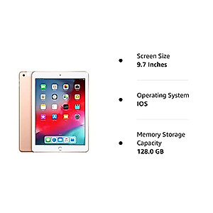Apple 9.7in iPad (6th Generation, 128GB, Wi-Fi + 4G LTE, Gold) (Renewed)