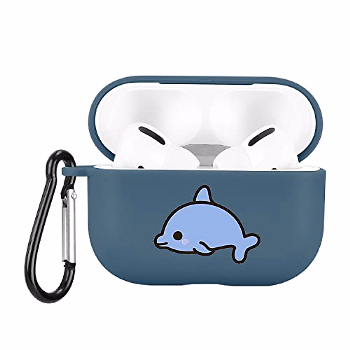 Dolphin Case Compatible with Airpods Pro Blue Soft TPU, Supports Wireless Charging Shockproof Protective Cover for Airpods Pro